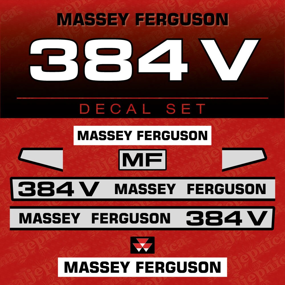 Massey Ferguson 384V Aftermarket Replacement Tractor Decal (Sticker) Set