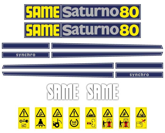 Same Saturno 80 Aftermarket Replacement Tractor Decals (sticker - aufk ...